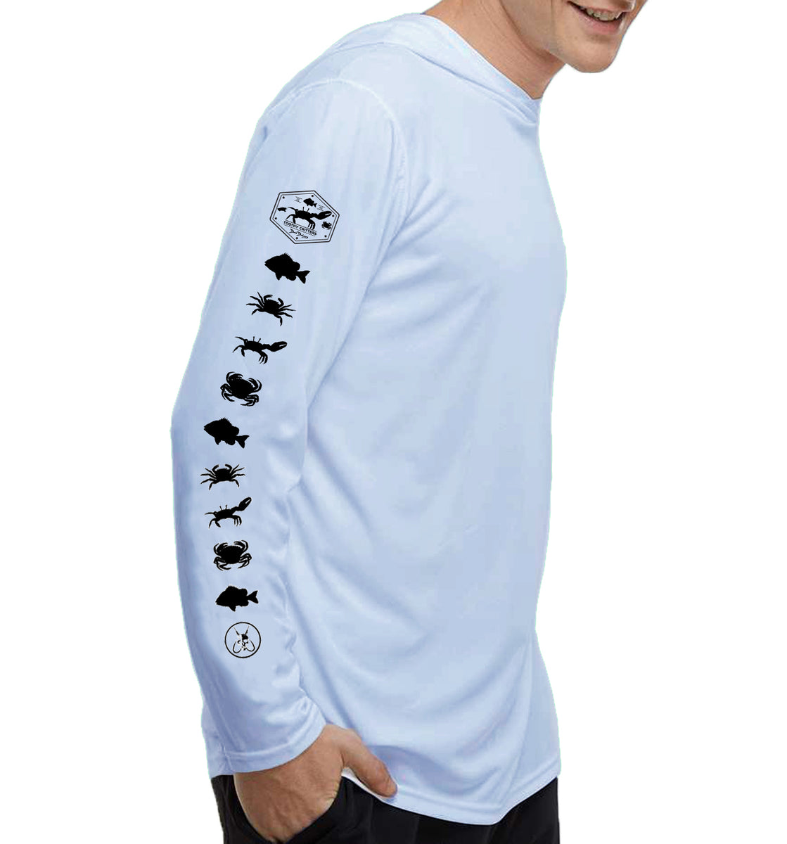 Men's Sheepshead Toothy Critters Pearl Grey Performance Hoodie ...